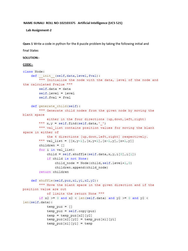 Python Code for 8 Puzzle Problem | PDF | Cognitive Science | Applied Mathematics