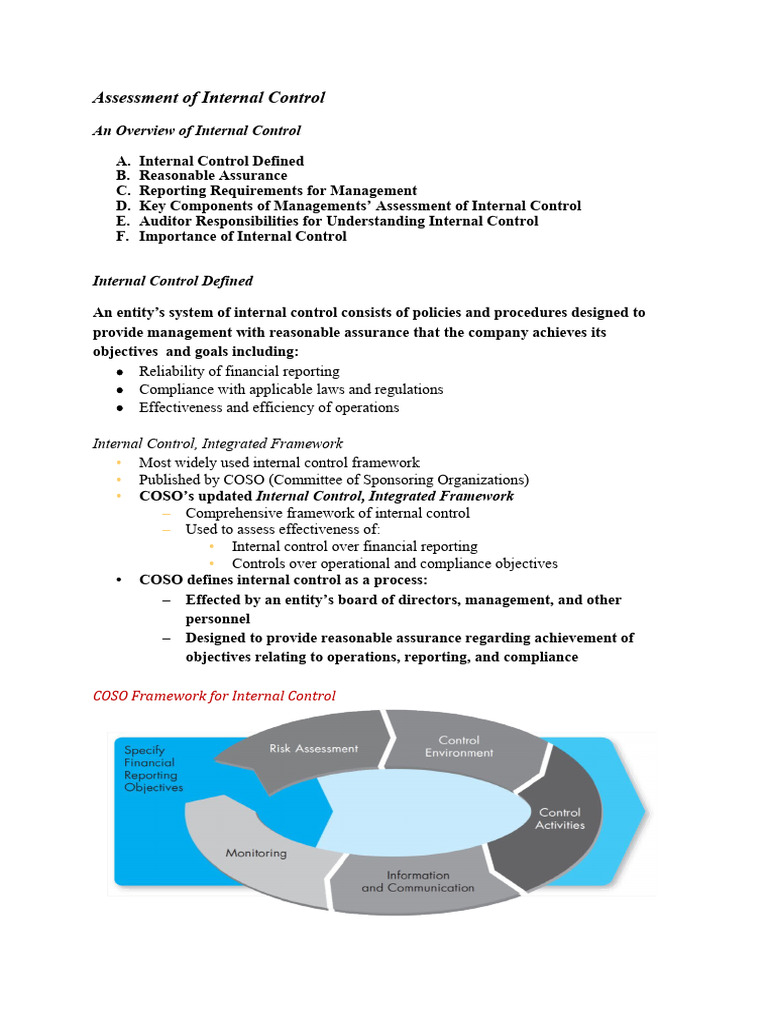 Assessment of Internal Control Word | PDF | Internal Control | Audit