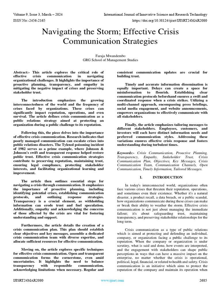 Navigating The Storm Effective Crisis Communication Strategies ...