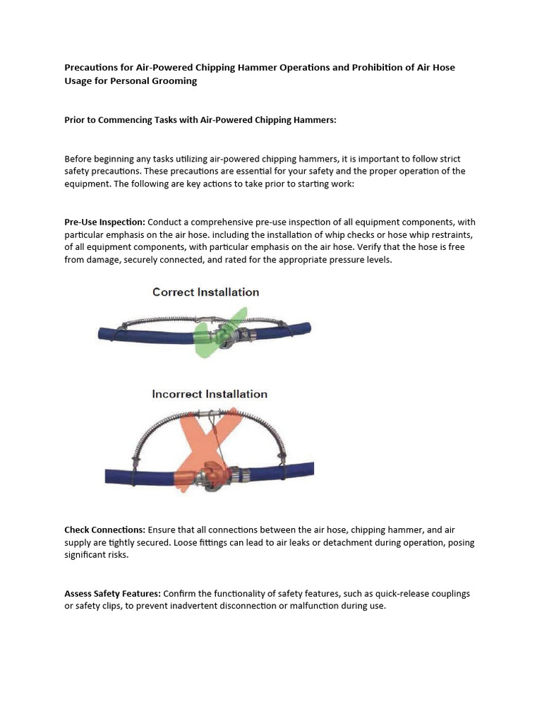 Precautions For Air Hose | PDF | Safety