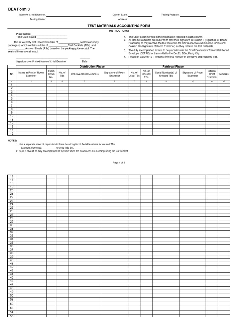 Bea Form 3 - Natg6 | PDF