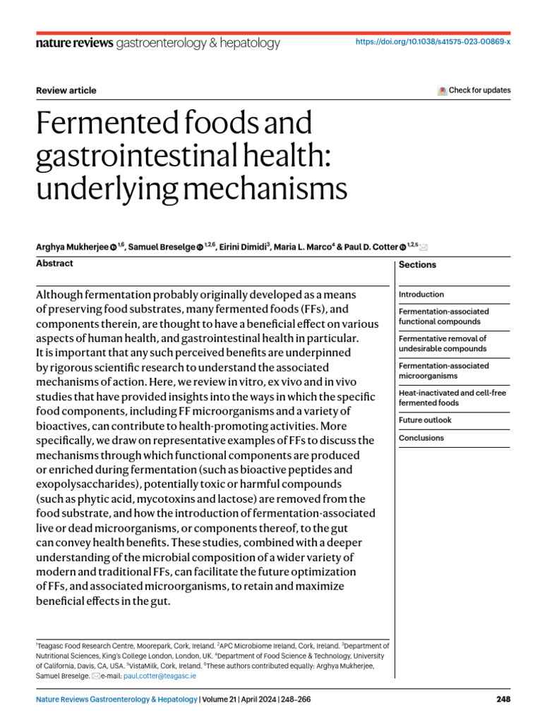 Fermented Foods and Gastrointestinal Health: Underlying Mechanisms ...