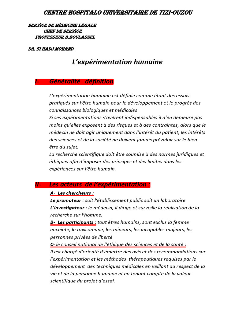 Éthique de l'expérimentation humaine | PDF | Bioéthique | Consentement ...