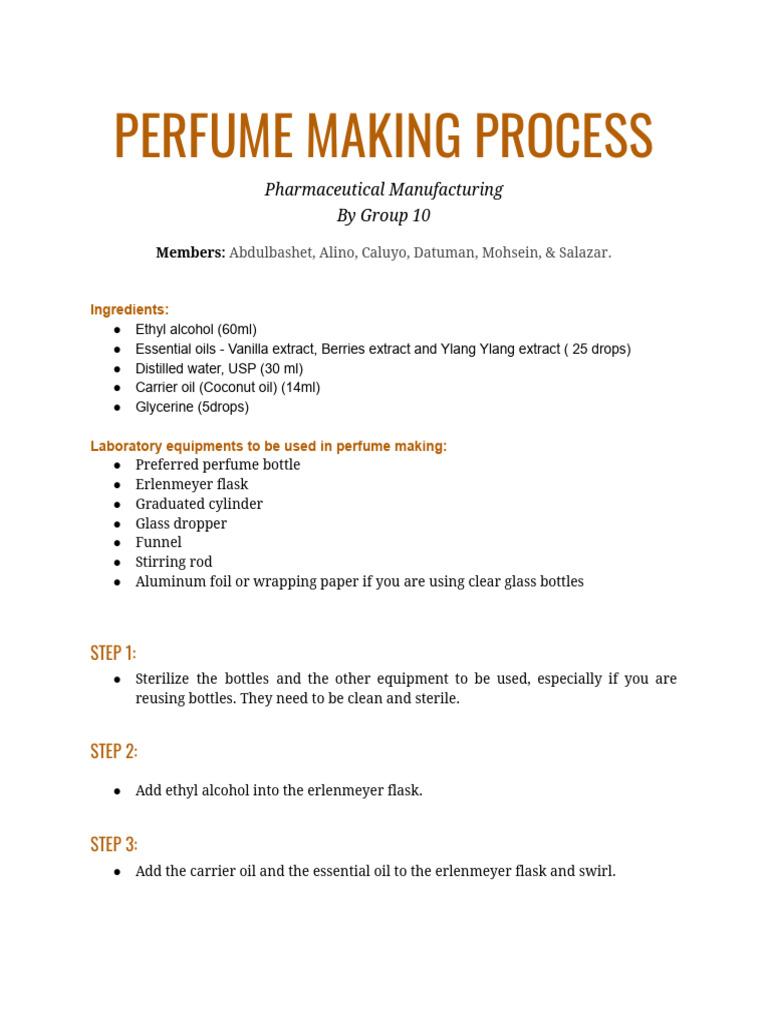 Perfume Process | PDF | Perfume | Essential Oil