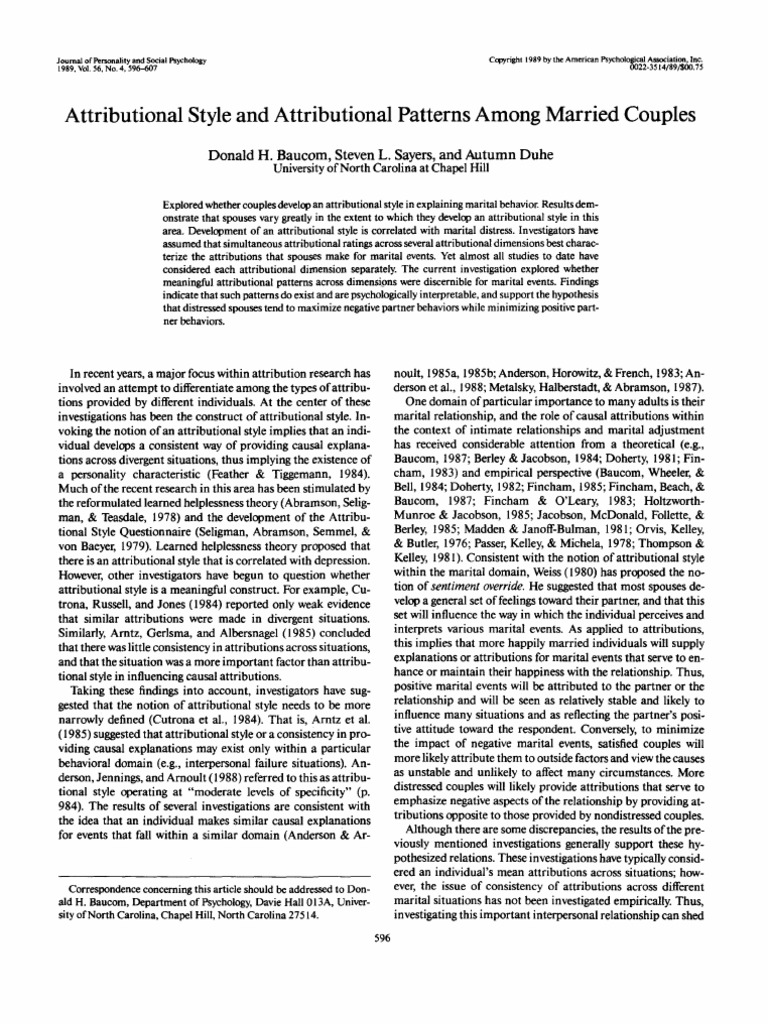 Attributional Style Among Married Couples | PDF | Factor Analysis ...