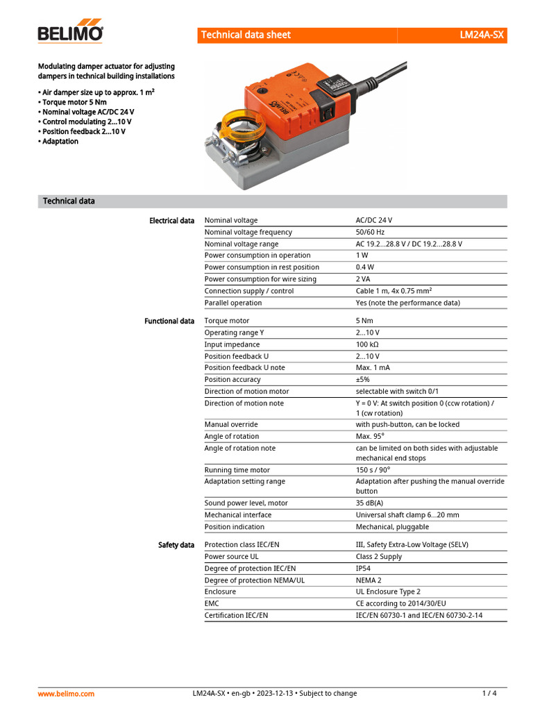 belimo_LM24A-SX_datasheet_en-gb | PDF | Switch | Actuator
