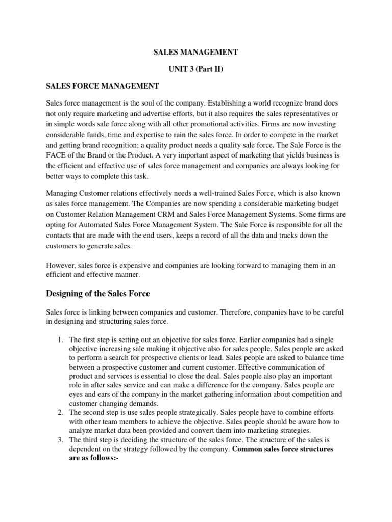 SM UNIT 3 (Part II) | PDF | Sales | Marketing SM UNIT 3 (Part II) | PDF | Sales | Marketing