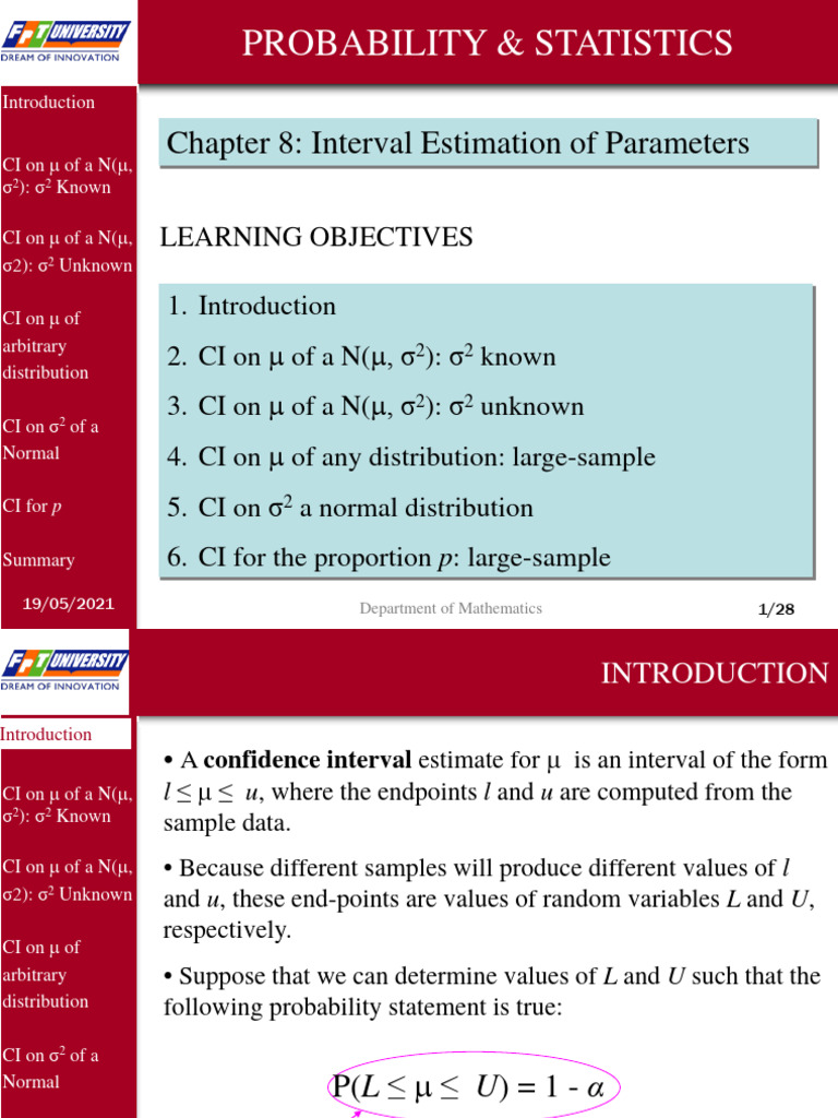 Slide FU - W7-Confidence Interval | PDF | Confidence Interval | Probability Distribution