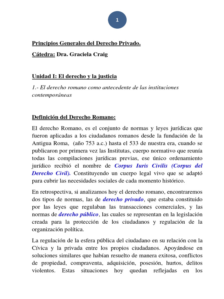 007 - Unidad I - Punto 1. - Derecho Romano Como Antecedente de Las ...