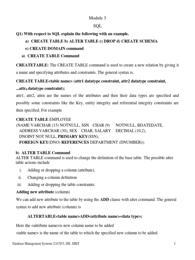 DBMS Module 3 Notes - RBK 24-1-2024 | PDF | Relational Database ... DBMS Module 3 Notes - RBK 24-1-2024 | PDF | Relational Database ...