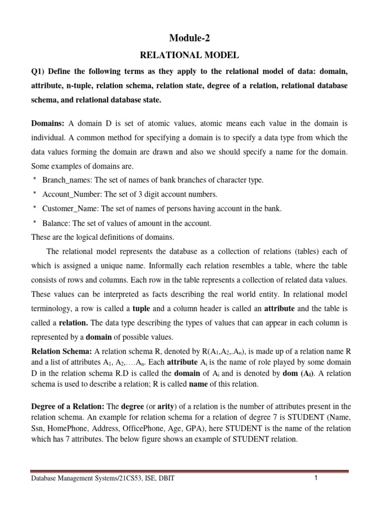 Relational Model Essentials | PDF | Relational Model | Relational Database