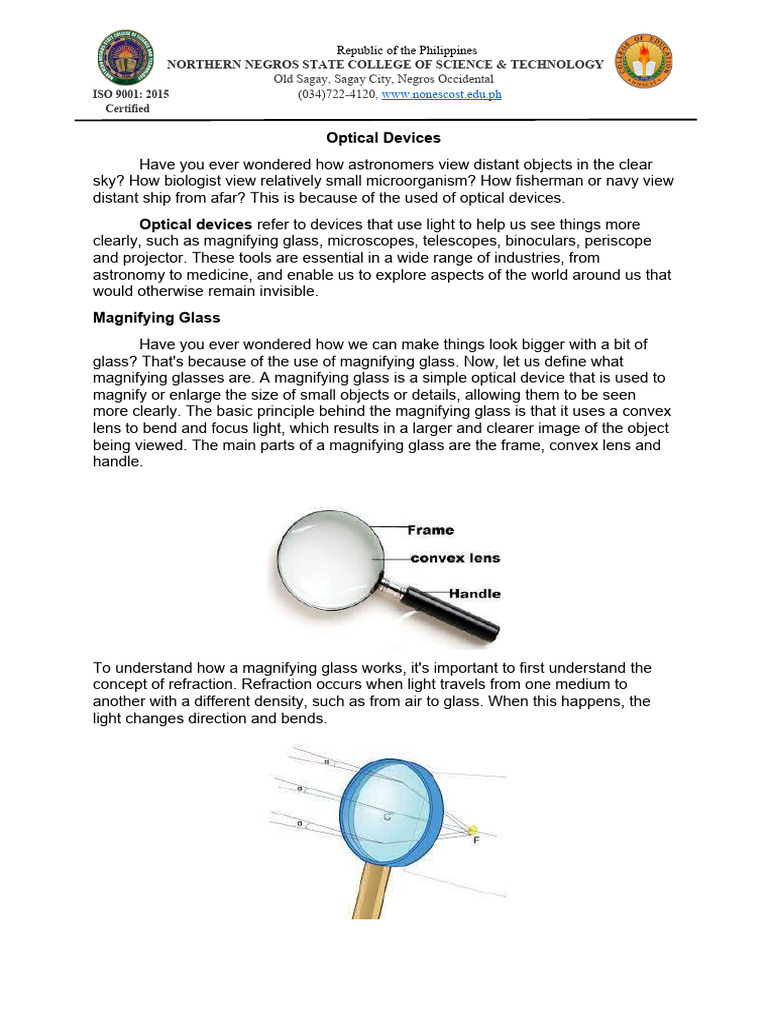 Optical Devices Rationale | PDF | Eye | Laboratory Equipment