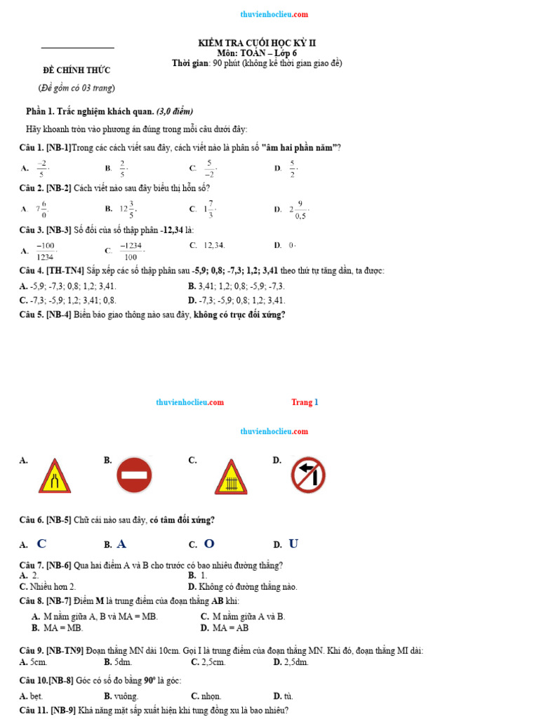 De Kiem Tra HK2 Toan 6 CTST 22 23 | PDF