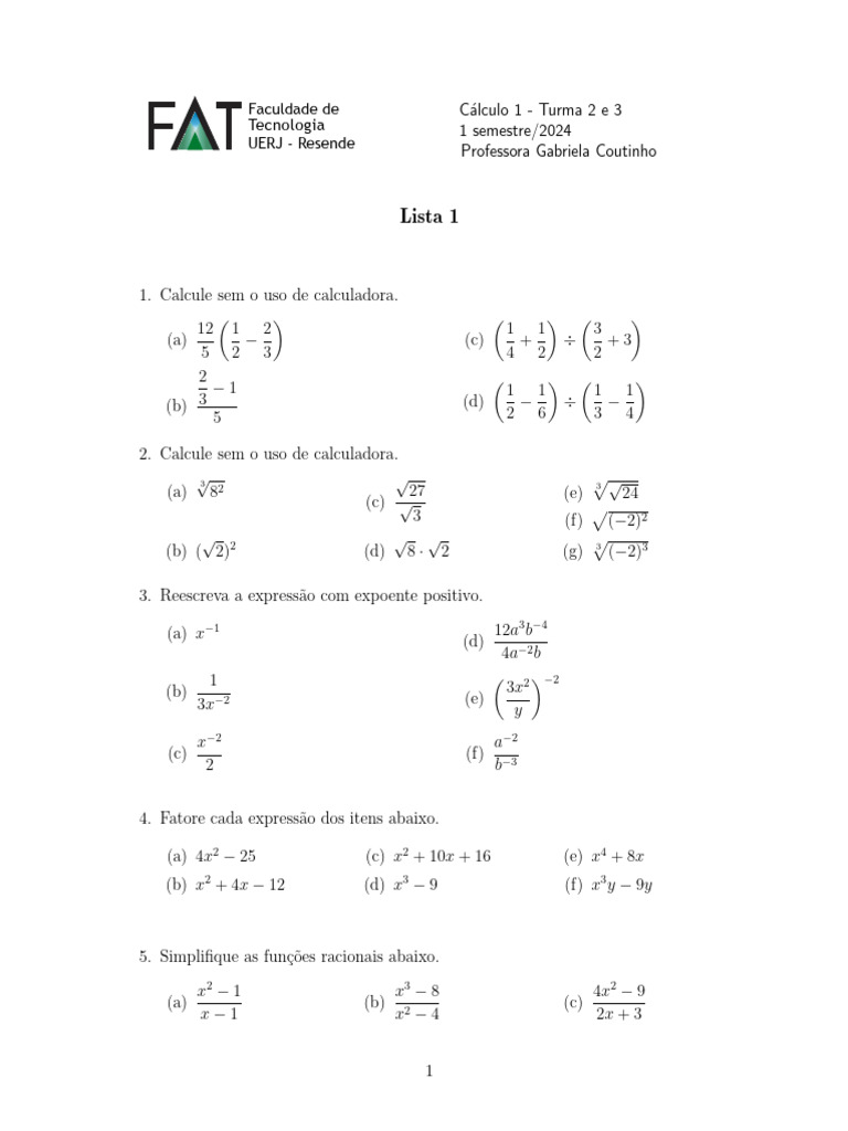 Lista Algebra Basica | PDF