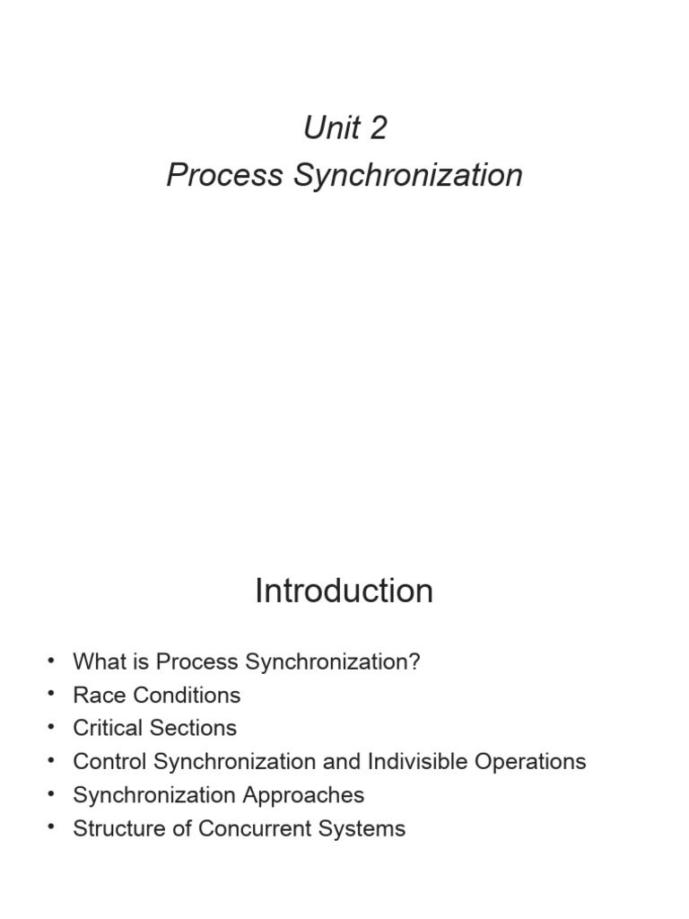 Unit 2 Process Synchronization | PDF | Process (Computing) | Computer Science