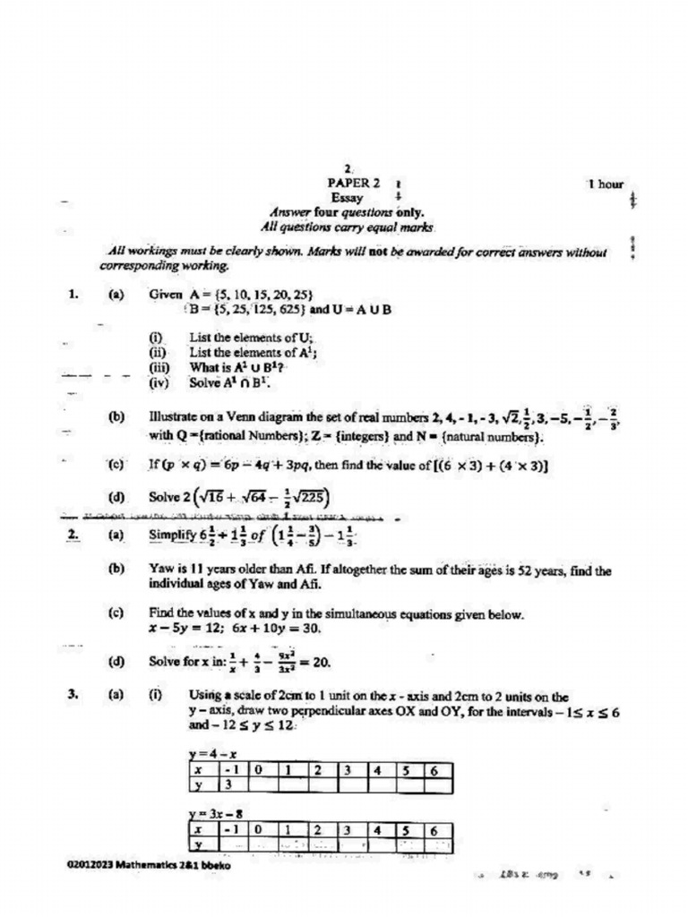 2024 Mock 1 Maths 2 | PDF