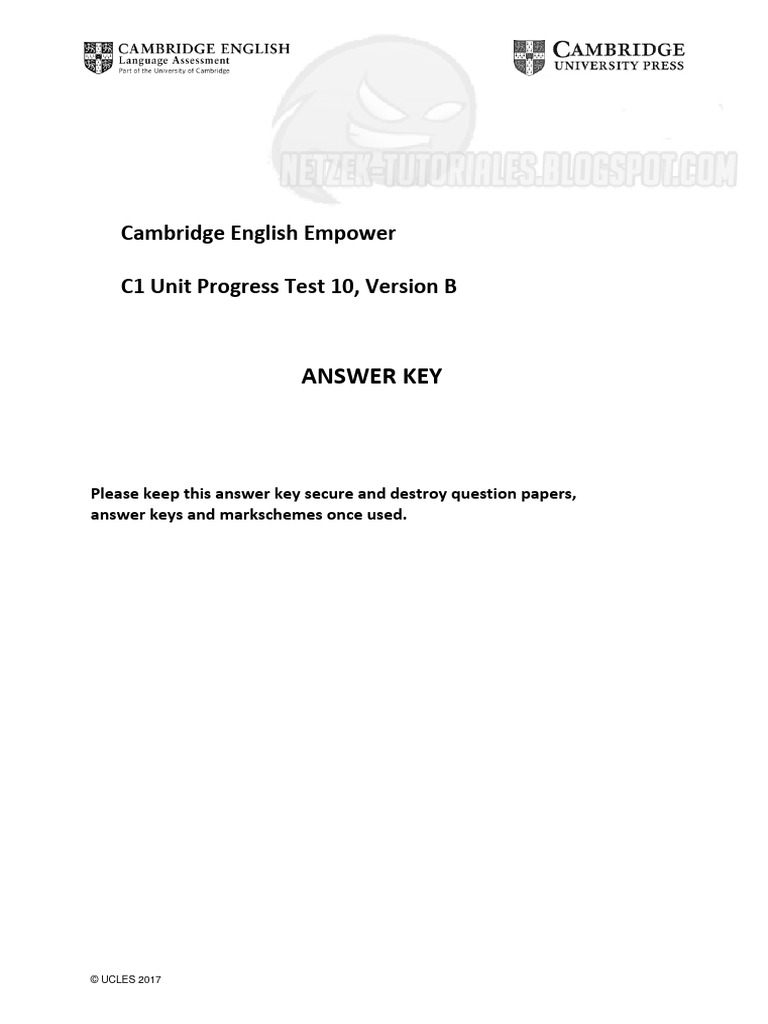 C1 Unit 10 Progress Test Answer Key | PDF