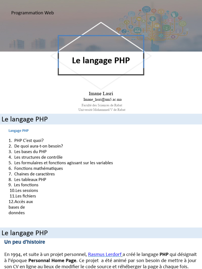 Introduction au langage PHP et ses bases | PDF | PHP | Internet