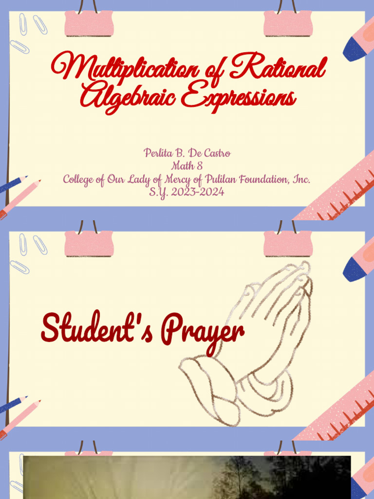 Math 8-Q1-L5-Multiplication of Rational Algebraic Expression | PDF