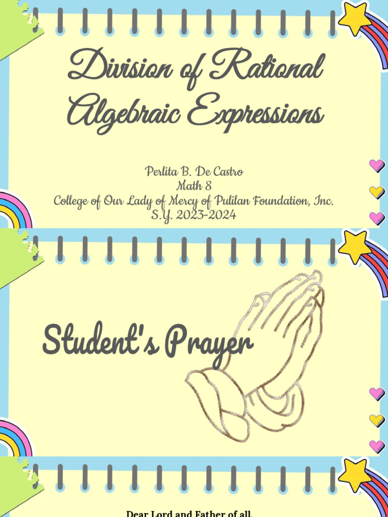 Math 8-Q1-L6-Division of Rational Algebraic Expression | PDF ...
