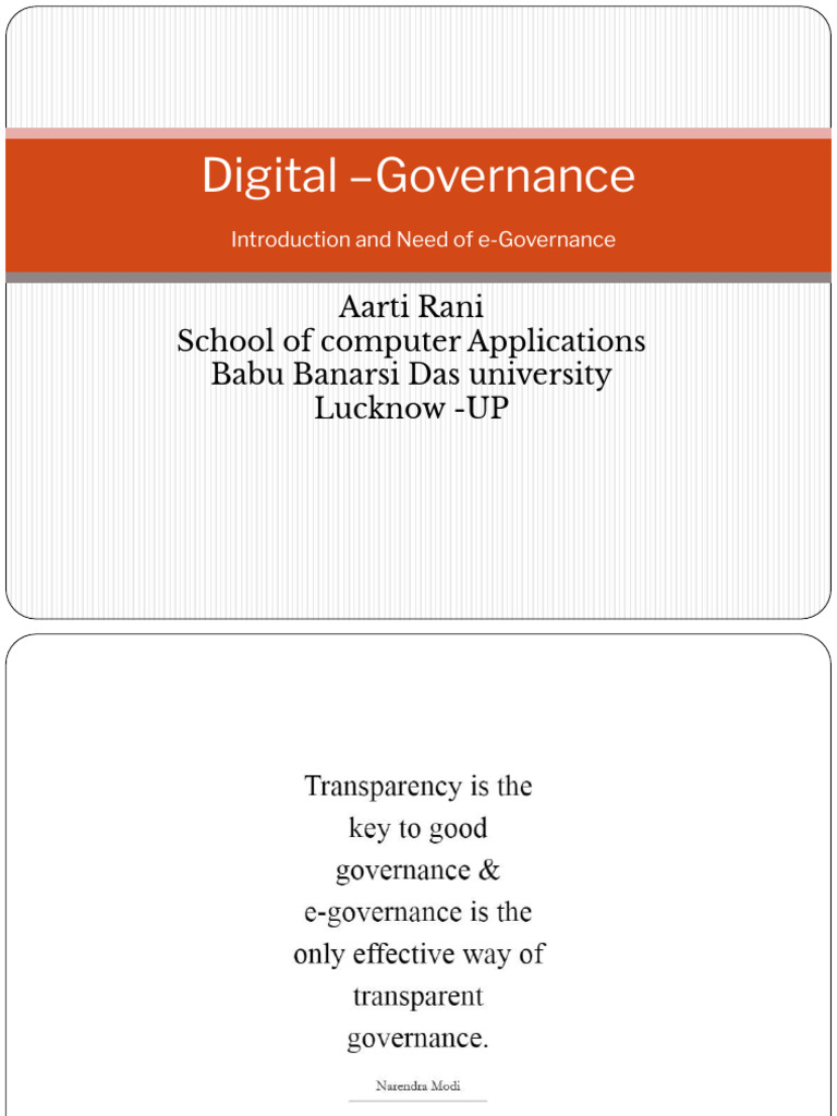 Understanding E-Governance Essentials | PDF | Computing | Governance