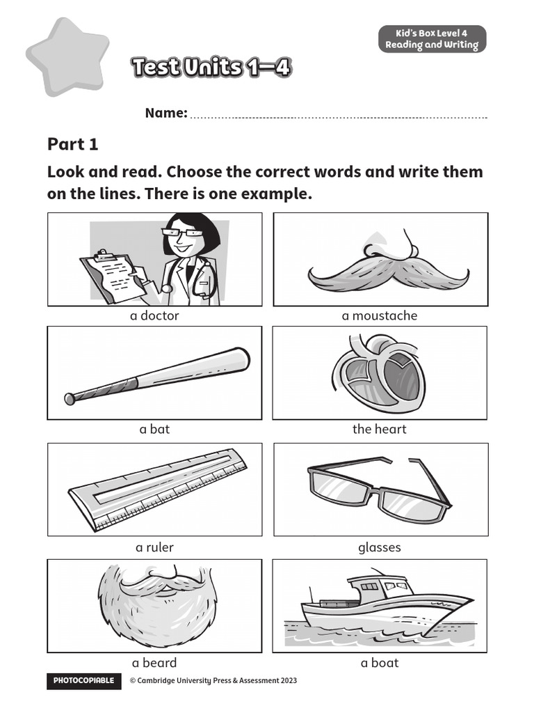 Kidsbox Level4 Test Units 1 4 Reading And Writing 1 Pdf