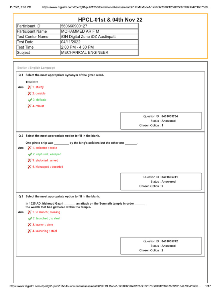HPCL Response Key | PDF