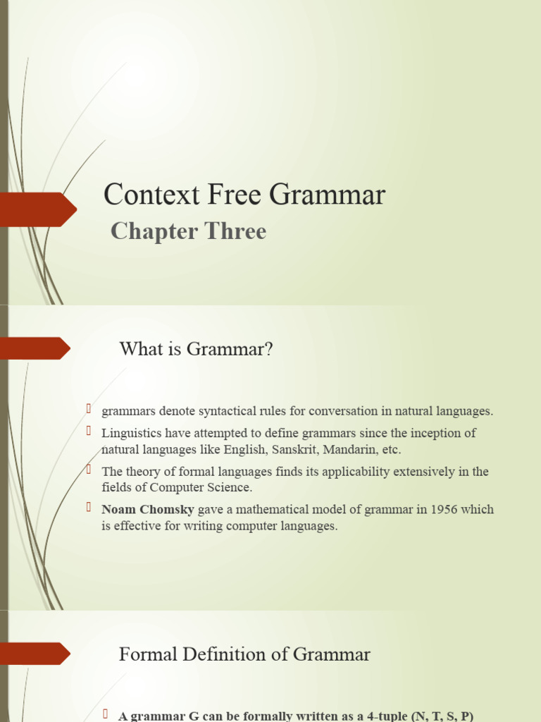 Chapter Three Context Free Grammar | PDF | Syntax (Logic) | Formalism (Deductive)