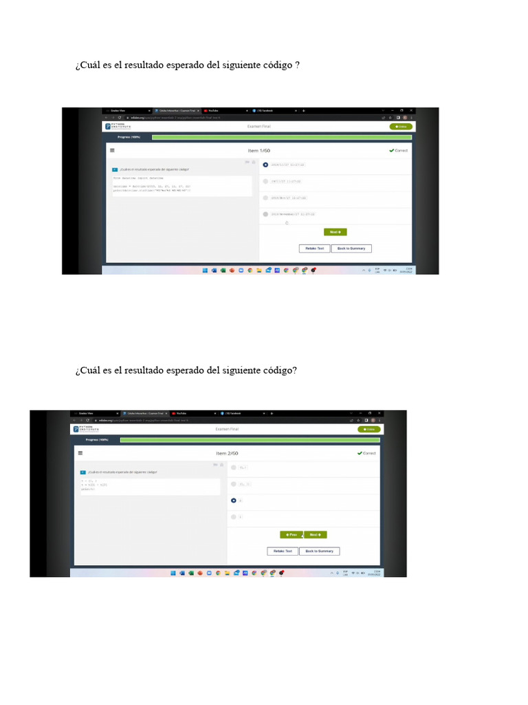 Examen Final Respuestas | PDF | Archivo de computadora | Python (lenguaje de programación)