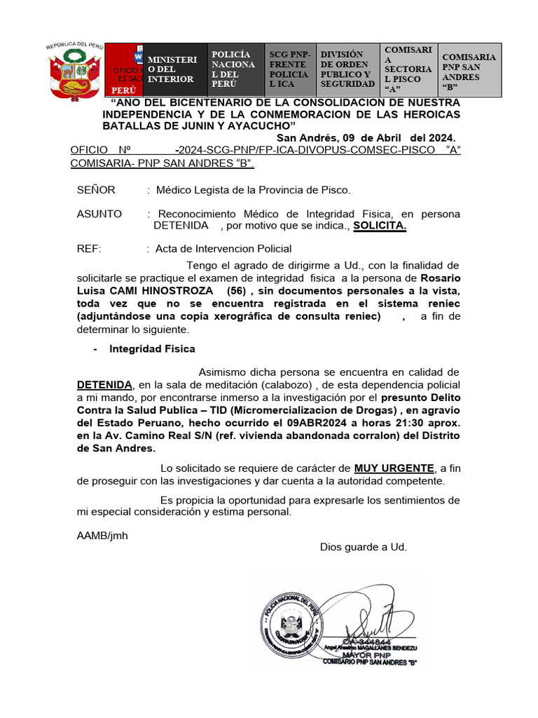 Oficio RML Detenido | PDF | Justicia | Crimen y violencia