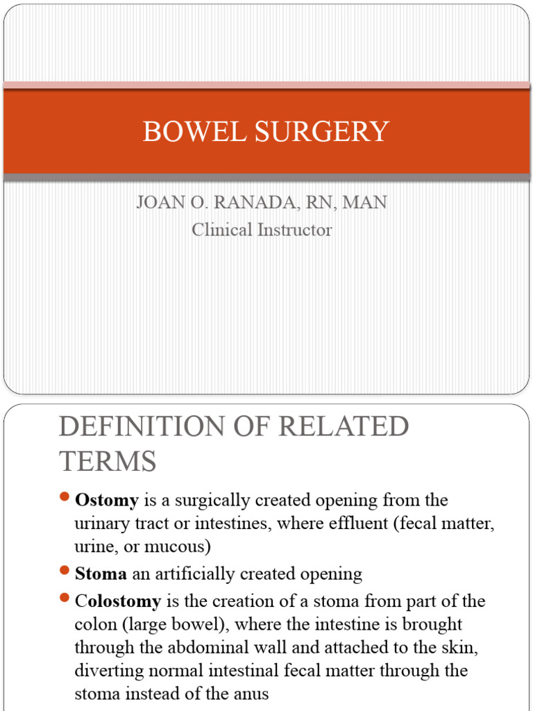 Bowel Surgery | PDF | Clinical Medicine | Medical Specialties
