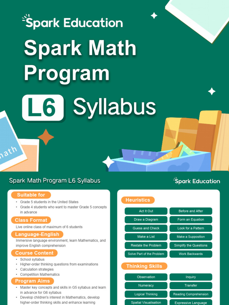 Spark Math Program Level 6 Syllabus | PDF | Area | Volume