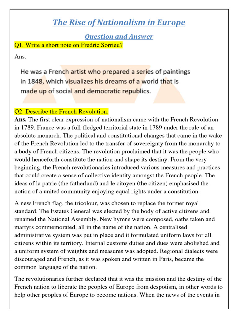 The Rise of Nationalism in Europe Notes | PDF | Kingdom Of Prussia ...