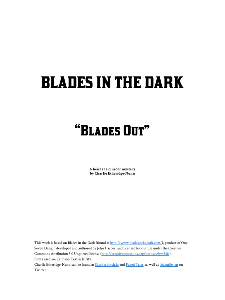 BitD - Blades Out | PDF