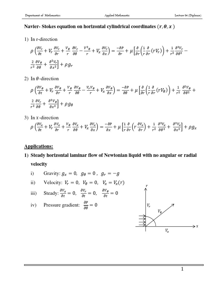 04 Navier-Stokes Equation On Horizontal Cylindrical Coordinates | PDF ...
