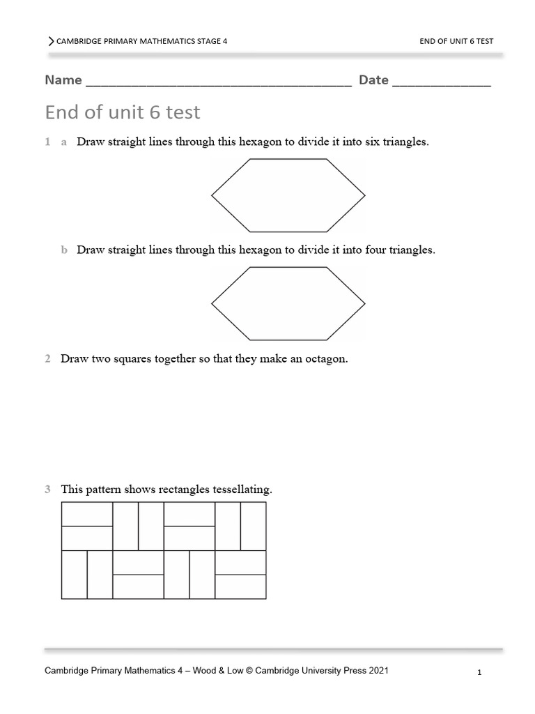 Stage 4 Unit 6 Math Test | PDF