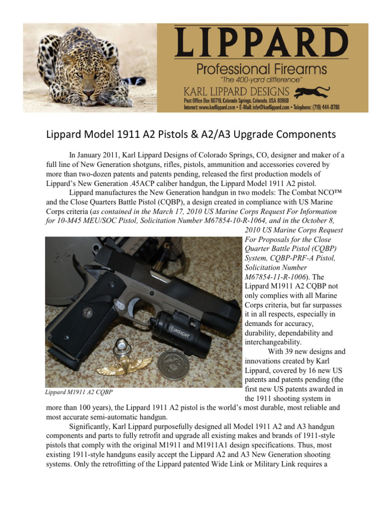 Lippard Model 1911 A2 Pistols & A2 - A3 Upgrade ... - Karl Lippard ...