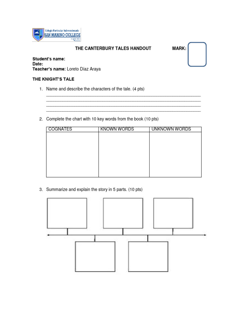 The Canterbury Tales Handout | PDF | The Canterbury Tales | Middle ...