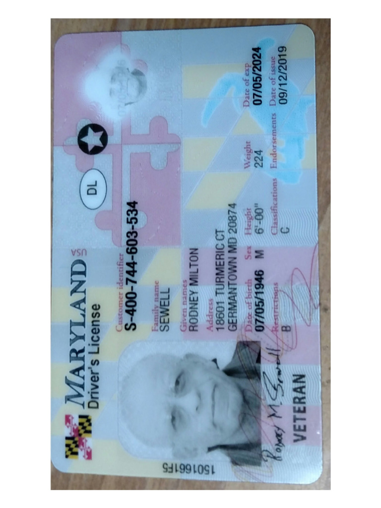 Rods - MD Drivers License | PDF