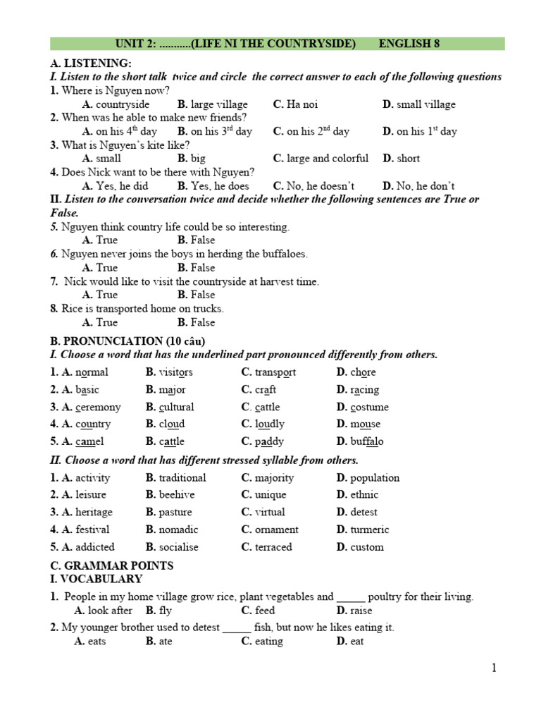 Unit-2-3 English 8 | PDF | Adverb | Adjective