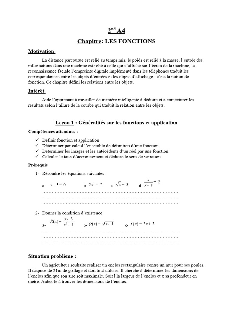 Introduction aux Fonctions Mathématiques | PDF | Fonction ...
