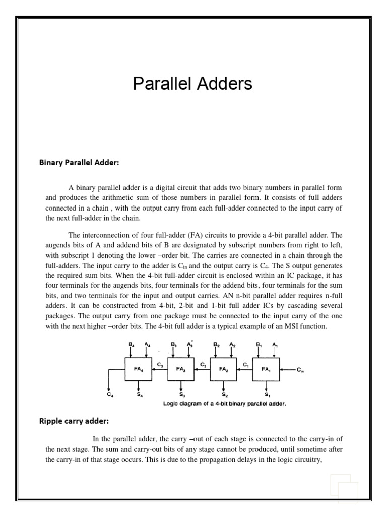 L13 Parallel Adders Pdf Computer Science Arithmetic 8941