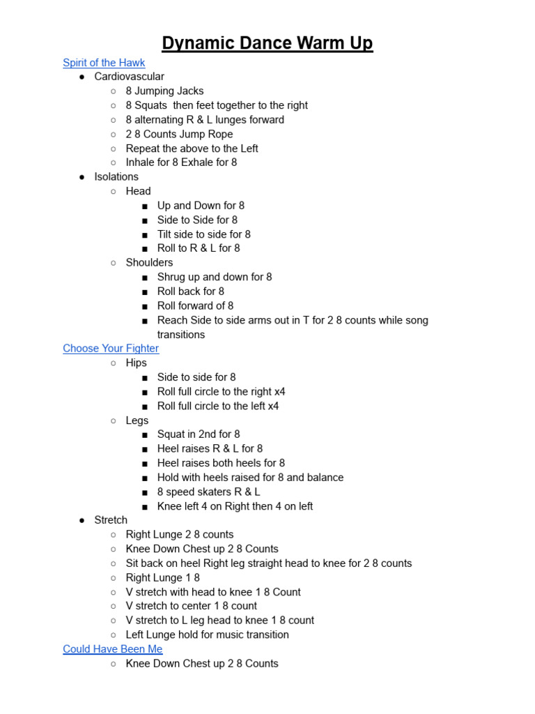 Dynamic Dance Warm Up | PDF | Foot