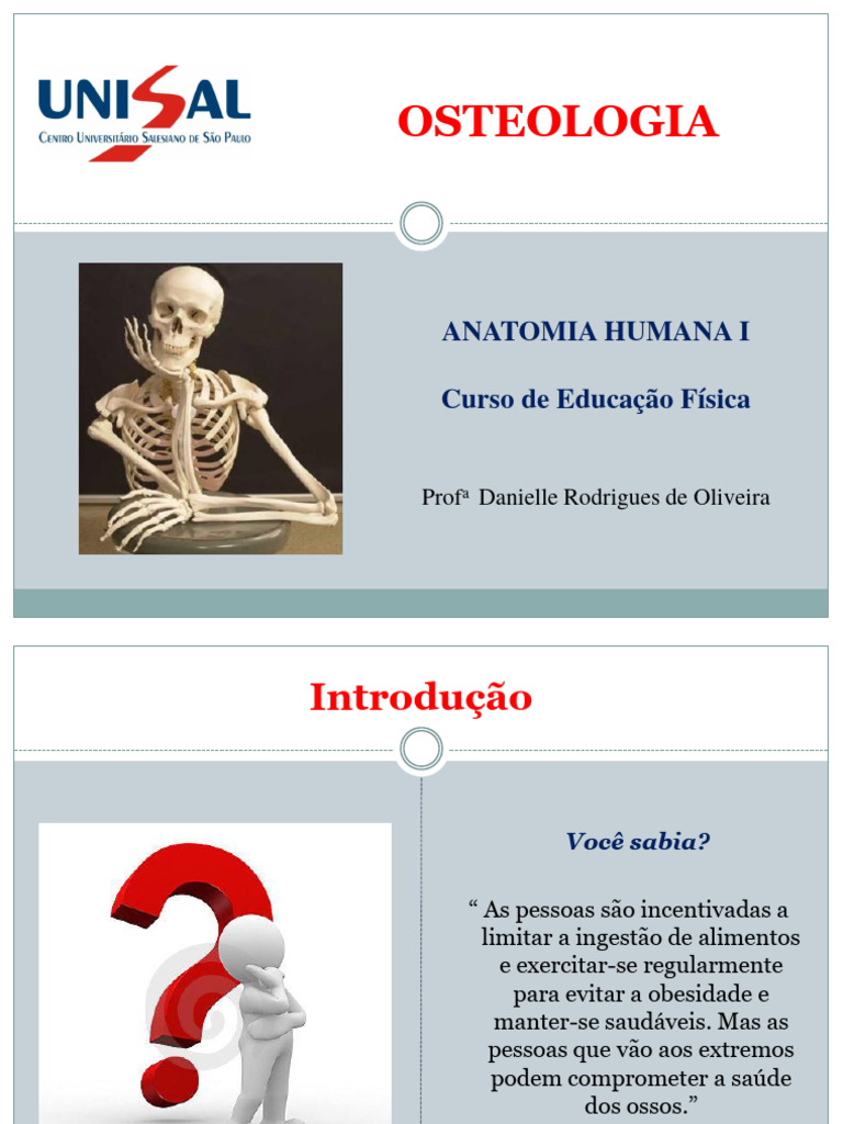 Aula 2 - Osteologia - 2019 | PDF | Osso | Esqueleto