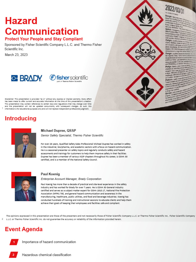 Webinarslides-HazCom | PDF | Hazards | Occupational Safety And Health