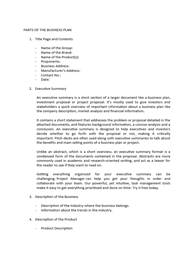 Business Plan Format | PDF | Business | Market (Economics)