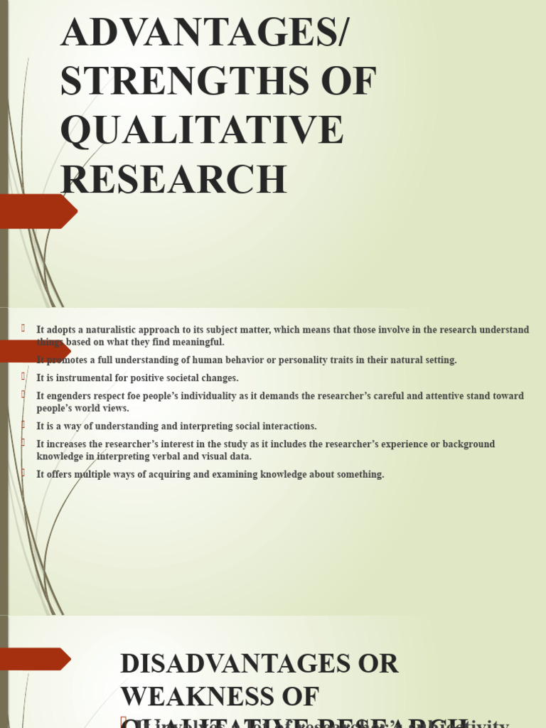 Pros and Cons of Qualitative Research | PDF