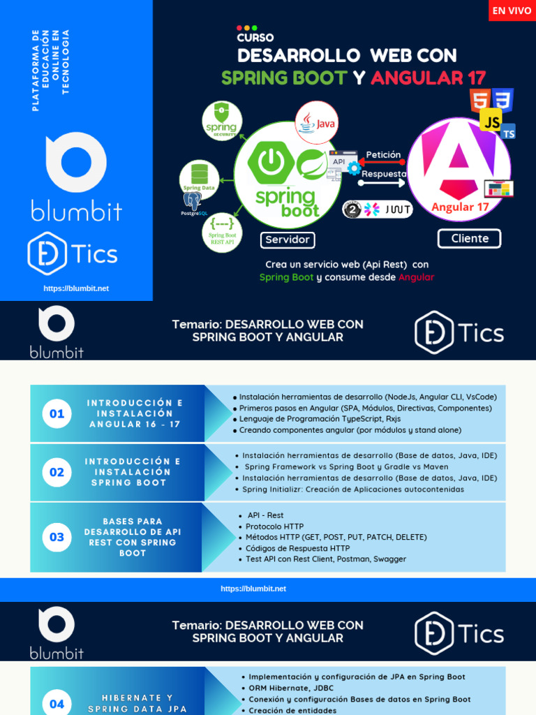 Temario Spring Boot y Angular 17 V3 | PDF | Autenticación | Redes