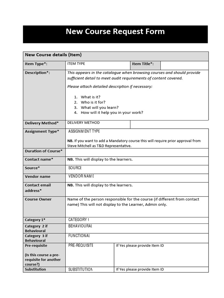 New Item Request Form | PDF | Curriculum | Information Technology