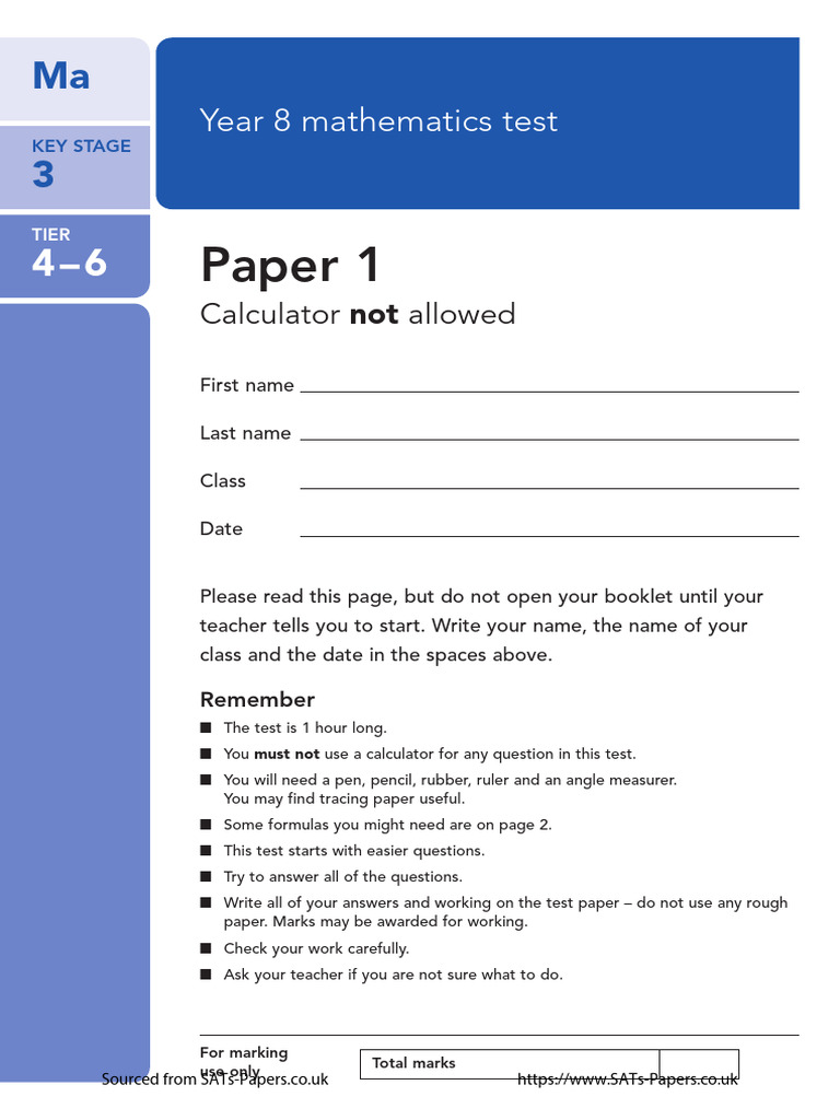 Year 8 Optional 2011 Mathematics Levels 4 6 Paper 1 | PDF | Litre | Euclidean Geometry